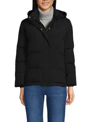 LANDS' END Wide Channel 600 Down Puffer Jacket Black