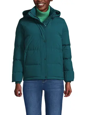 LANDS' END Wide Channel 600 Down Puffer Jacket Evening Teal
