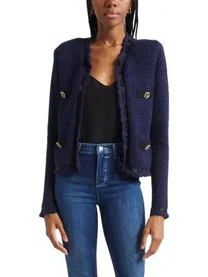 L'Agence Astor Contrast Trim Cardigan - Midnight/black