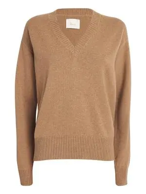 Harrods Cashmere V-neck Sweater - Beige