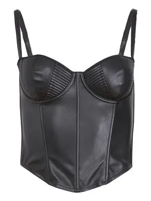 Fleur Du Mal Vegan Leather Bustier Top - Black