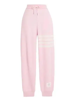 Thom Browne Striped Waffle-knit Cashmere And Wool-blend Track Pants - Baby Pink
