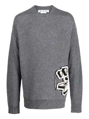 Off-White Graffiti Chunky Knit Crewneck - Grey