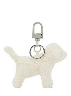 Pink Micro Dog Keychain Charm Beige