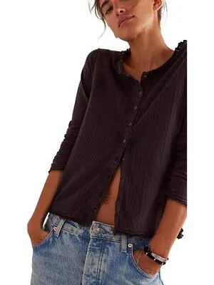 Free People We The Free Penny Pointelle Cardigan - Black