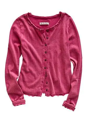 Free People We The Free Penny Pointelle Cardigan Cabernet