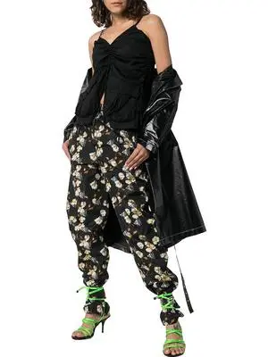 Off-White Floral Print Track Pants - Black