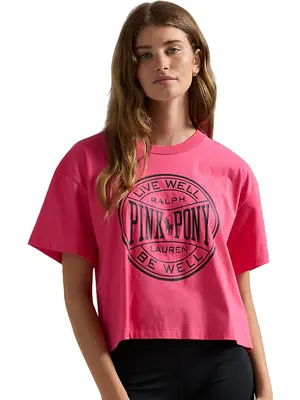 Ralph Lauren Pink Pony Cotton Jersey Cropped Tee - Blaze Fuchsia