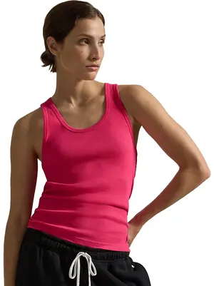 Ralph Lauren Pink Pony Ribbed Cotton Tank - Wild Raspberry