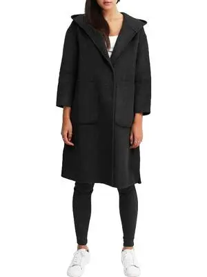 BELLE & BLOOM Oversized Wool-blend Hooded Coat - Pure Black