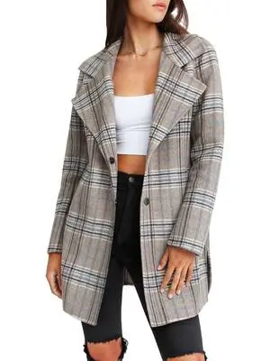 BELLE & BLOOM Ex-boyfriend Plaid Wool-blend Coat - Ex-bf Plaid Oat
