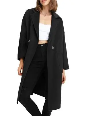 BELLE & BLOOM Double Breasted Wool Blend Coat - Black