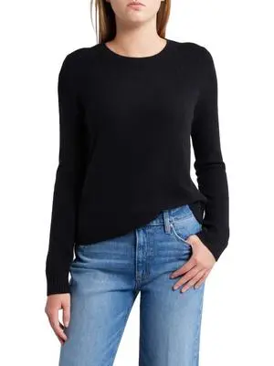 Caslon Cashmere Crewneck Sweater Black Rock