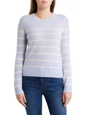 Caslon Cashmere Crewneck Sweater Blue - Ivory Stacy Stripe