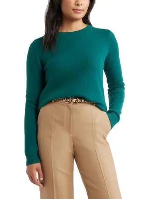 Caslon Cashmere Crewneck Sweater Green Pinecone