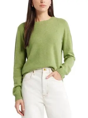 Caslon Cashmere Crewneck Sweater Olive Epsom