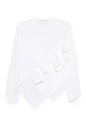 Comme Des Garçons Ruffle-trim Asymmetric Top - White