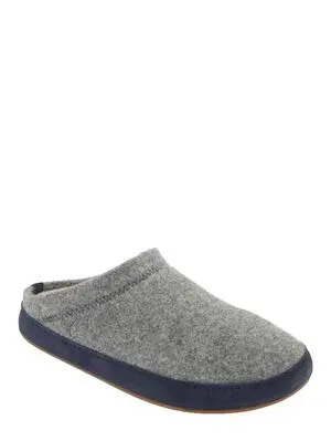 Olukai Hāmani Hulu Shearling Lined Mule Slipper - Graphite / Trench Blue