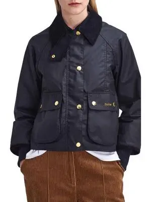 Barbour Beadnell Crop Waxed Cotton Jacket - Black/classic
