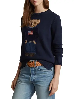 Polo Ralph Lauren Bear Graphic Crewneck Sweater - Navy Multi