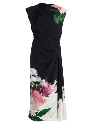 ERDEM Printed Satin Midi Dress