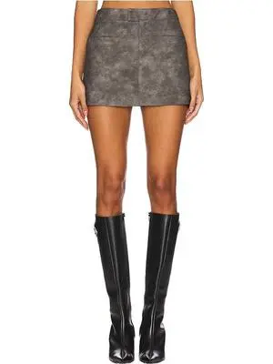 Superdown Minta Faux Leather Skirt - Grey