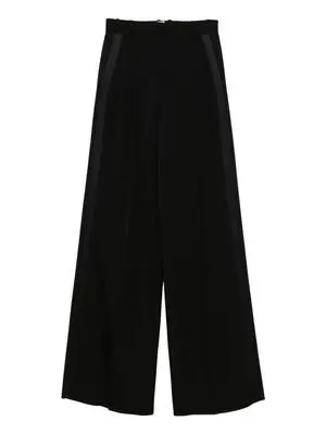 Saint Laurent Wool Wide Leg Trousers - Black