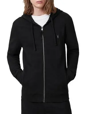 ALLSAINTS Raven Cotton Full Zip Hoodie - Black