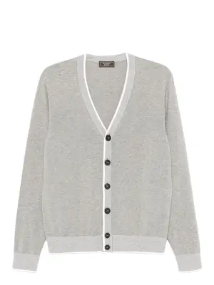Peserico Contrast-trim Cardigan - Grey