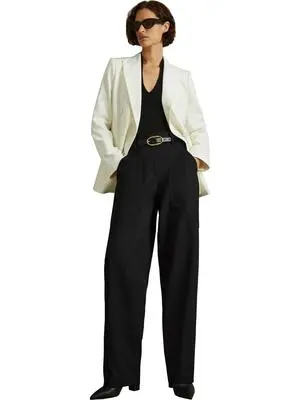 REISS Zoe Wool-blend Barrel Leg Trousers - Black