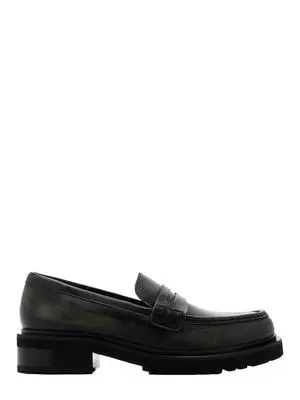 GOLDEN GOOSE Distressed Leather Loafers - Black