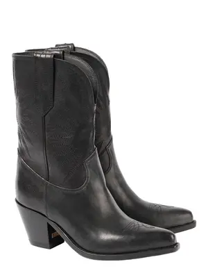 GOLDEN GOOSE Wish Star Leather Cowboy Boots - Black