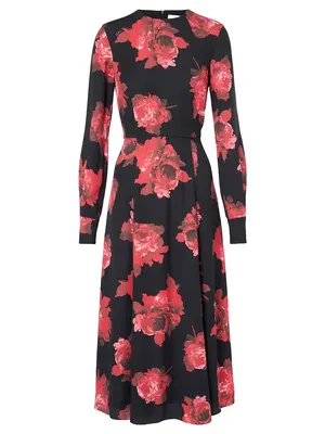 Erdem Floral Crêpe Midi Dress - Red