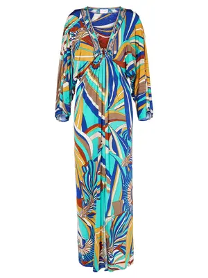 Camilla Draped Printed Maxi Dress - Multicoloured