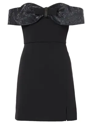 SELF-PORTRAIT Bow-detail Off-shoulder Mini Dress - Black