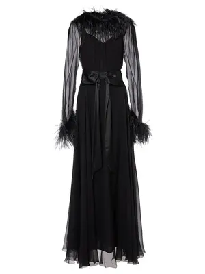 Dolce & Gabbana Feather-trimmed Gown - Black