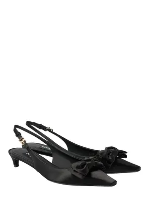 Dolce & Gabbana Bow-detail Satin Slingback Pumps - Black