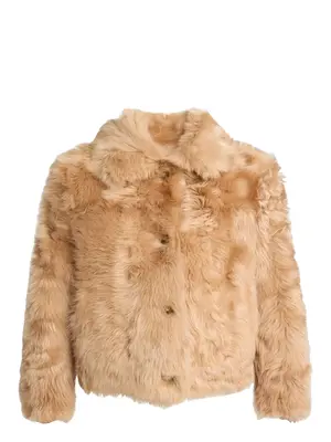 YVES SALOMON Short Lamb Shearling Jacket Cookie