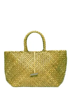 LIFFNER Large Leather Basket Tote - Green