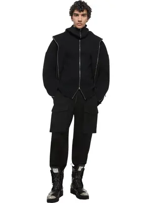 Helmut Lang Double-faced Cocoon Zip-up Jacket - Black