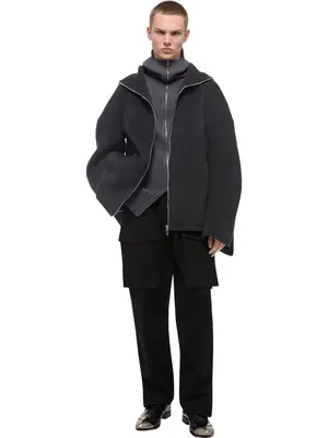 Helmut Lang Double-faced Cocoon Zip-up Jacket - Dark Charcoal