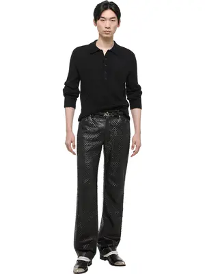 Helmut Lang Hole-punched Leather Pants - Black