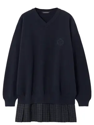 Balenciaga Layered Embroidered Cotton Mini Dress - Blue