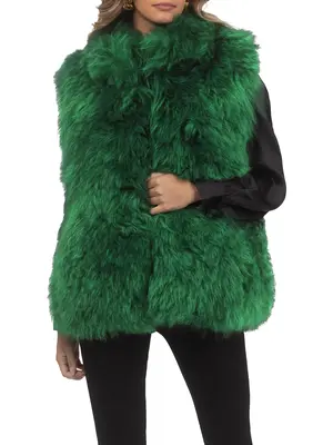 Gorski Gorski Select Lamb Shearling Vest Emerald