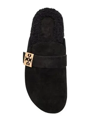 Tory Burch Tory Burch Mellow Suede Shearling Loafer Mules Black