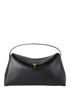 TOTÊME T Lock Flap Leather Clutch Bag