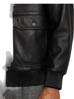 Brioni Soft Grained Deerskin Bomber Jacket - Black