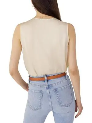 FAVORITE DAUGHTER The Date Sleeveless Satin Bodysuit - Ivory