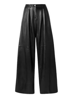 Magda Butrym Pleated Wide-leg Leather Pants - Black
