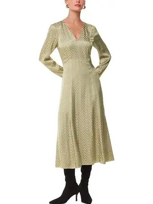 Whistles Jacquard Midi Dress - Khaki